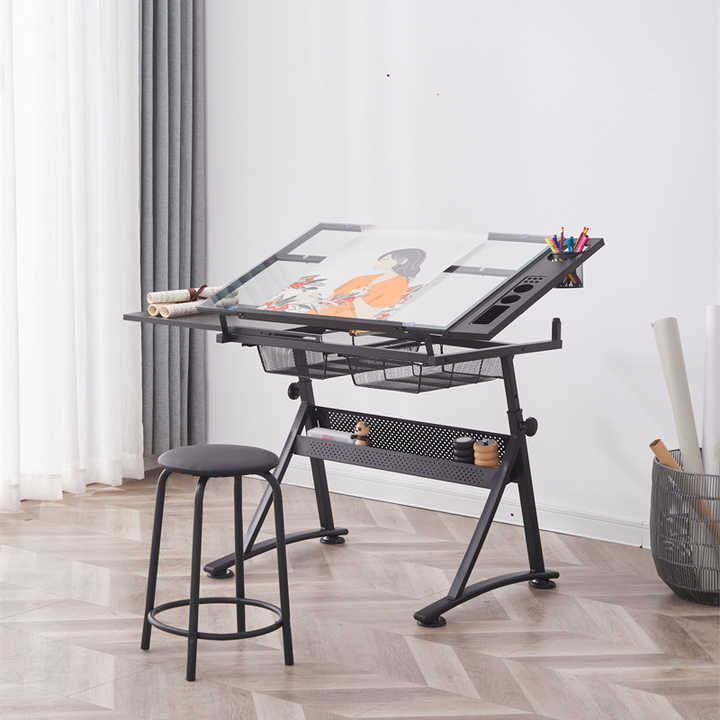 2 Drawers Adjustable Tilting Drawing Table - Ironwood Furniture