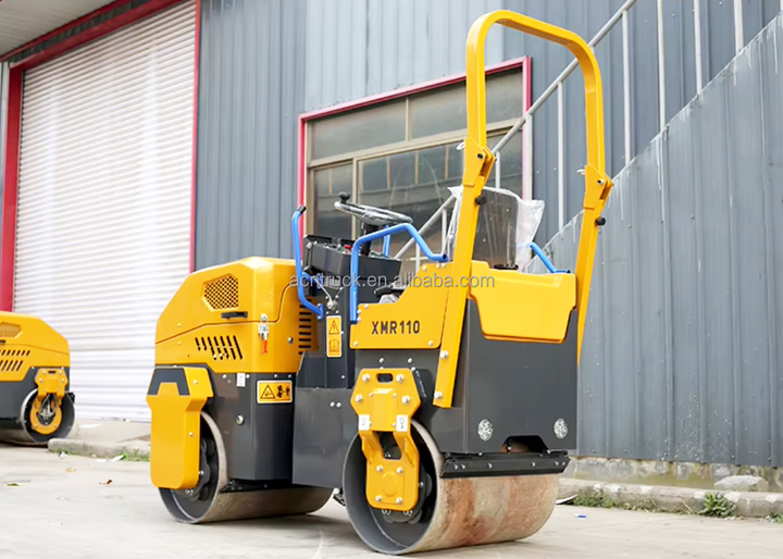 1 Ton Hydraulic Vibratory Compactor Road Roller Double-drum Vibratory Rollers XMR110 With Free ...
