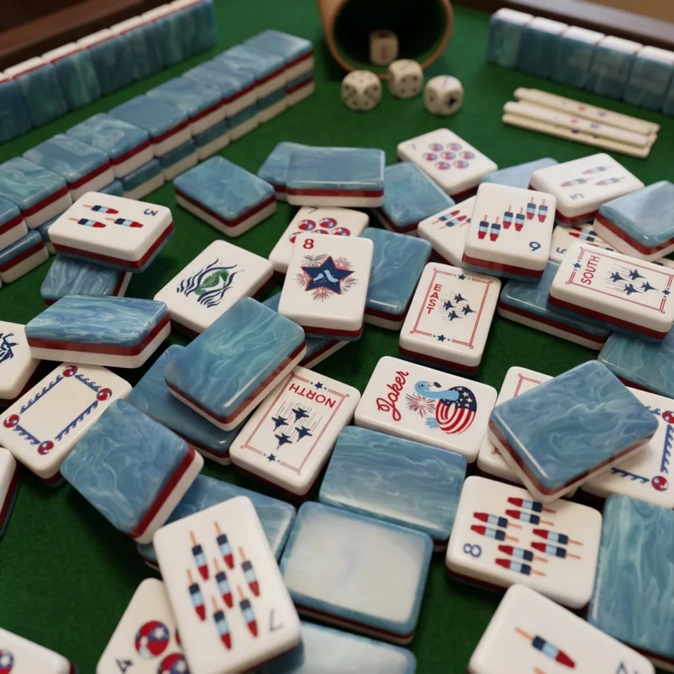 2026American Mahjong Set 160 Tiles 3 Layer Acrylic USA 250 Patriotic ...