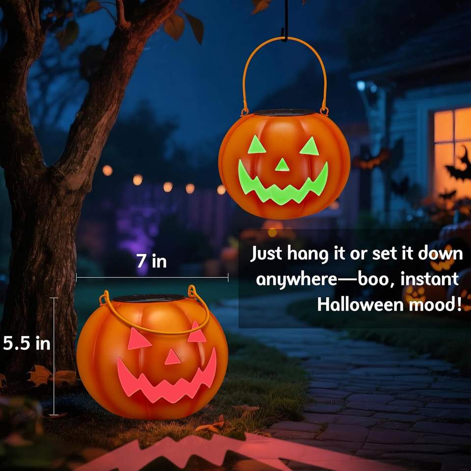 Halloween Decorations Outdoor Pumpkin Solar Lanterns Color Changing ...
