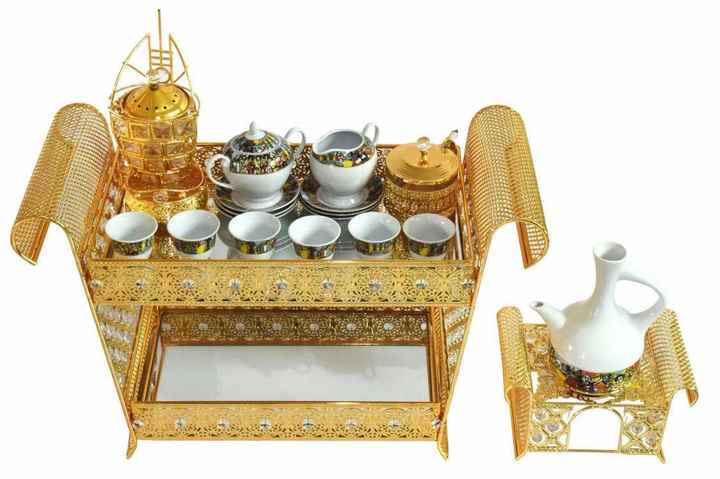 Ethiopian Eritrean Metal Rekebot Habesha Coffee Table Set