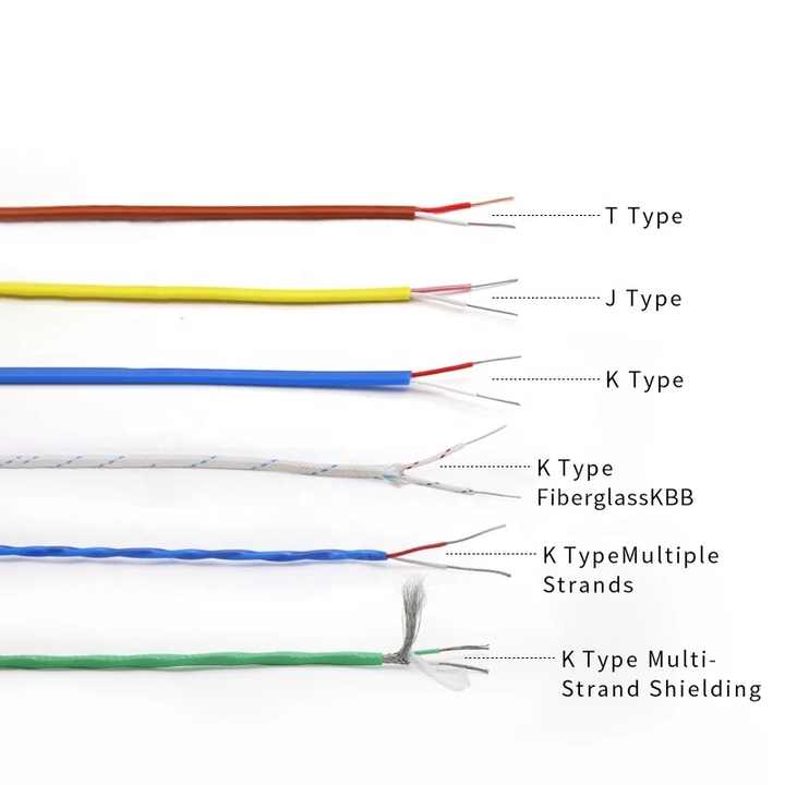 FEP/PFA/PTFE Insulation Fiberglass Braided K/J/E/T/N Thermocouple Extension Wire Compensation ...