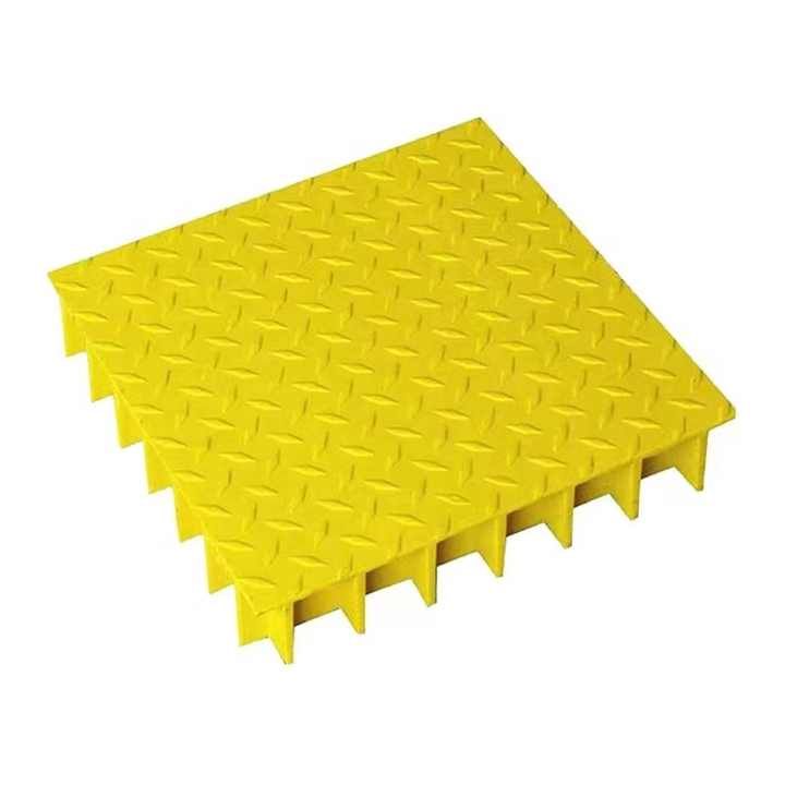 Anti-slip Diamond Top Cover Fiberglass Grating Panel FRP
