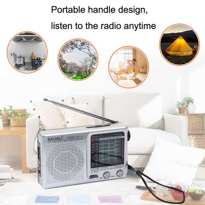 BAIJIALI KK9 Full-band Radio Player Portable Retro Multifunctional Mini ...