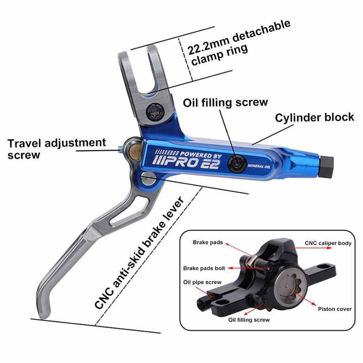 Bicycle Hydraulic 2 Piston Mtb Brake Caliper Iiipro E2 Mountain Bike Brake Oil Pressure 800 ...
