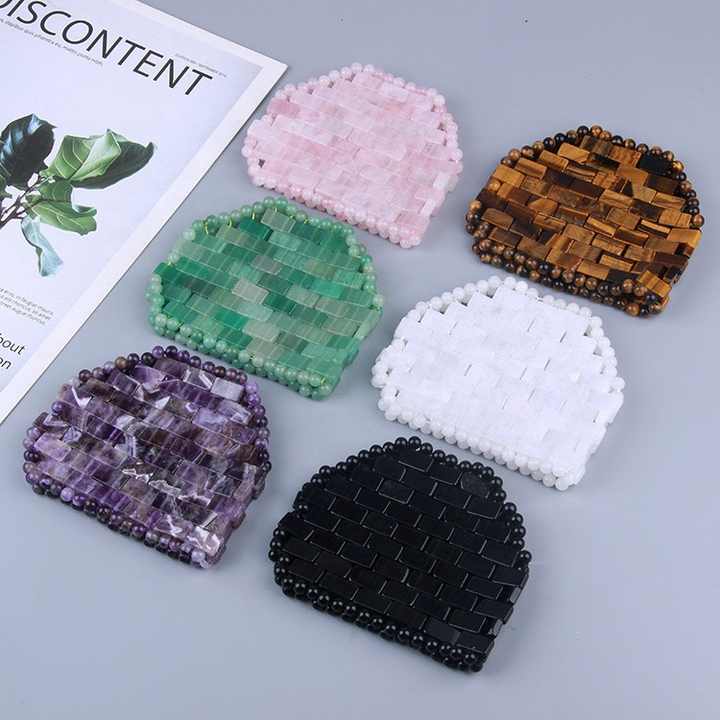 Bulk New Round Shape Cooling Eye Jade Mask Rose Quartz Natural Crystal ...