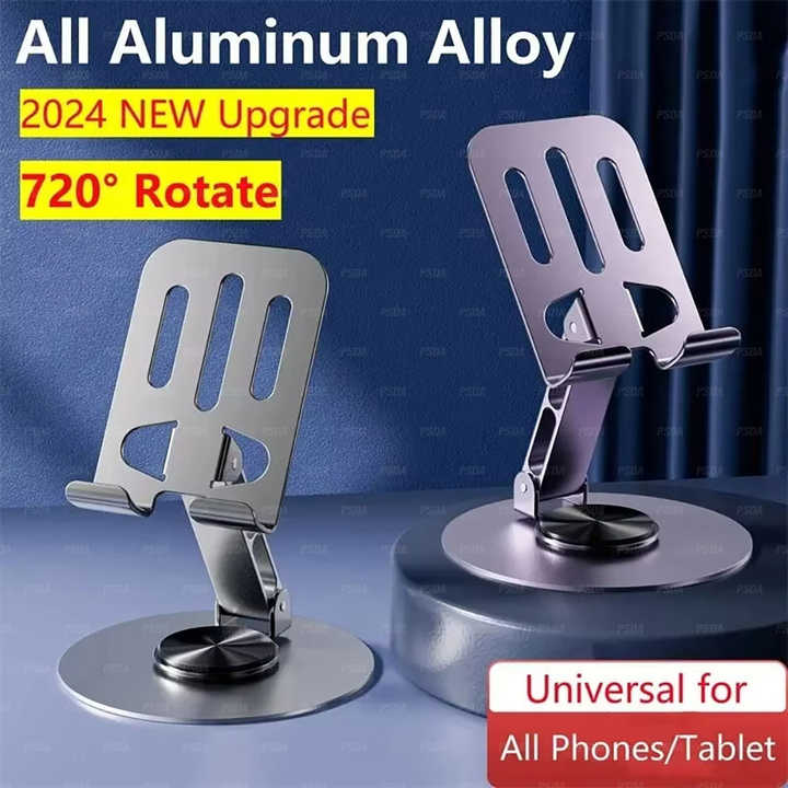 Metal Phone Tablet Holder 360° Rotation Anti Slip Foldable Adjustable ...