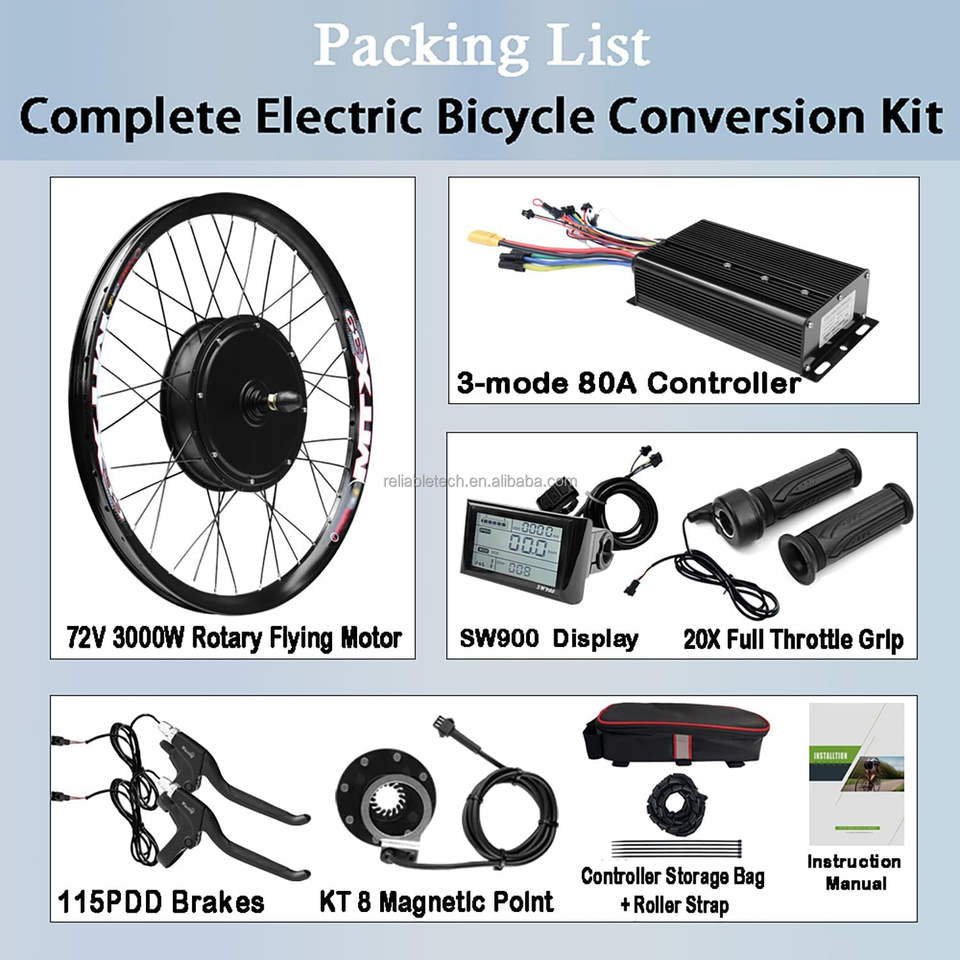 5000W Brushless Ebike Conversion Kit Lithium Battery LCD Display Twist ...