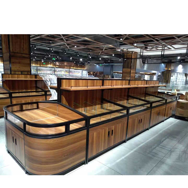 Supermarket Metal Wood Frame Shelves for Dried Goods