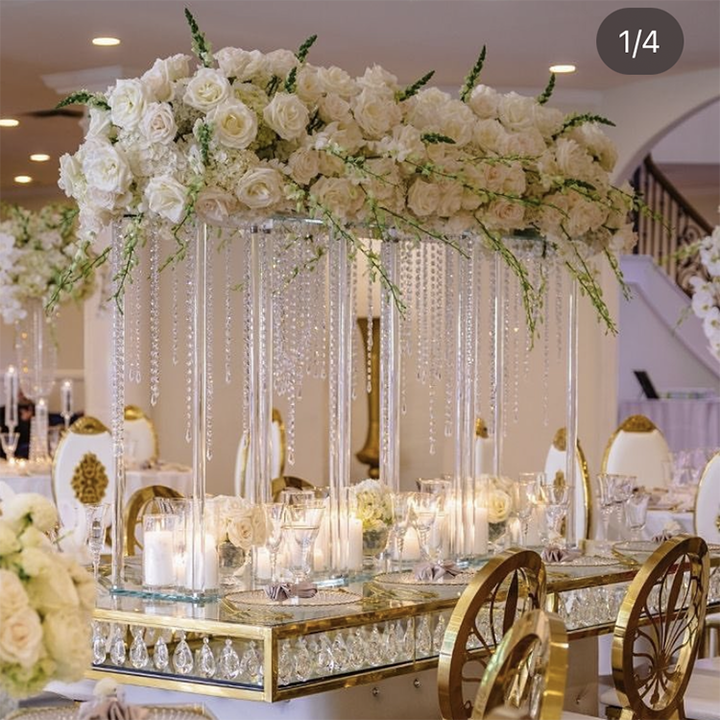 Rectangle Crystal Glass Wedding Centerpiece Stand Flower for Wedding ...