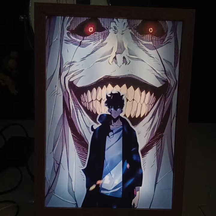 A4 Size Solo Leveling Anime Figures LED Painting Lamp USB Power Night ...