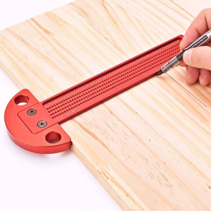 TEBAK W-85 T-Shape Ruler Woodworking Scriber Large Stock Red Anodized ...