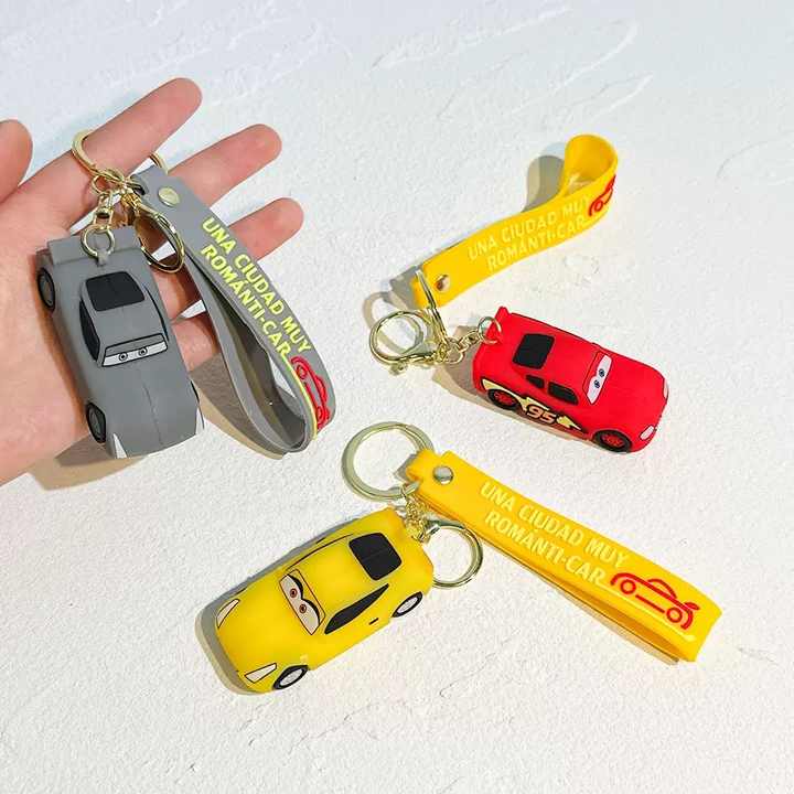 3D Kawaii Cartoon PVC Anime Keychain Mini Portable Rubber Cartoon Race ...