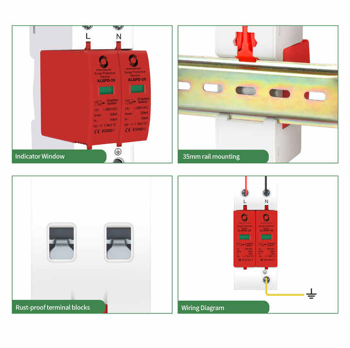 XLSPD-40 Surge Protector - 20KA-40KA AC SPD with CE Cert