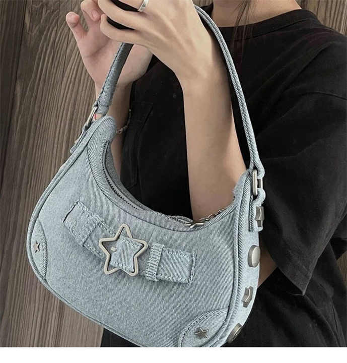 Y2K Purse Retro Stars Shoulder Bag Womens Denim Handbag| Alibaba.com