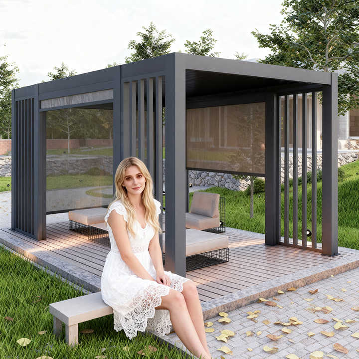 Electric Aluminium Bioclimatic Nature Wood Pergola Manual Powder Coated ...