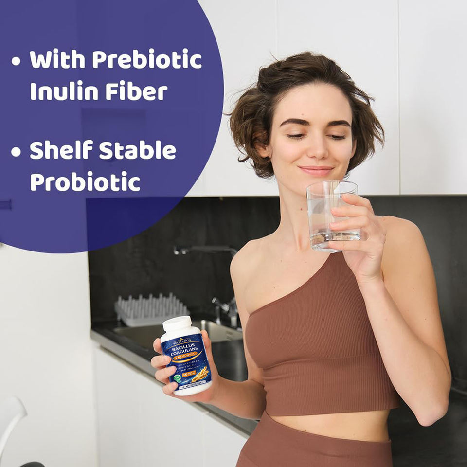 Bacillus Coagulans Probiotic Capsules 5 Billion CFU with Prebiotic ...
