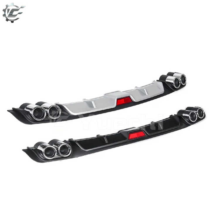 Universal Rear Bumper Lip Diffuser - Black & Silver ABS Auto Accessory ...