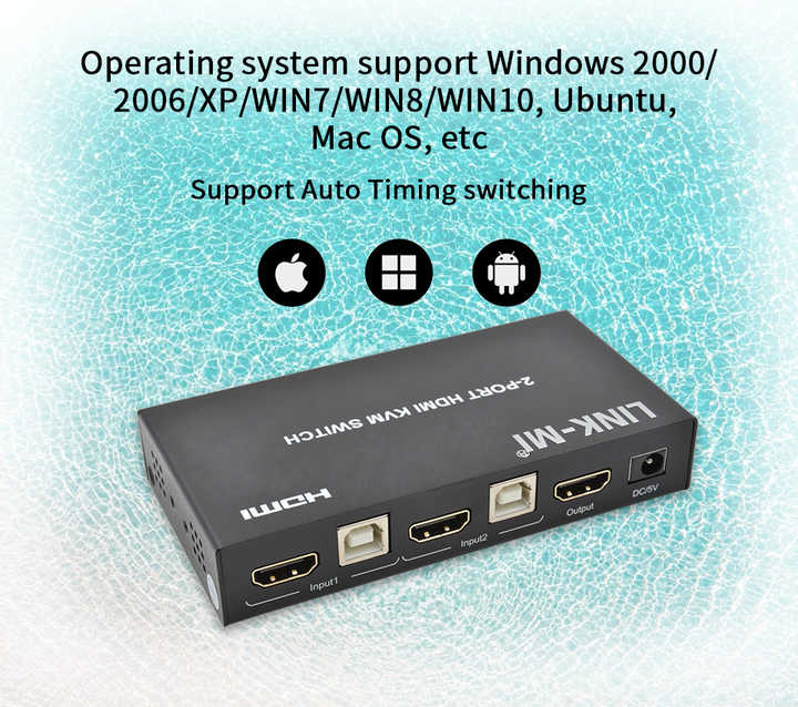 4K30Hz 2x1 USB HDMI KVM Switch 4K30Hz 2-Port KVM Switcher with Win7/8/ ...