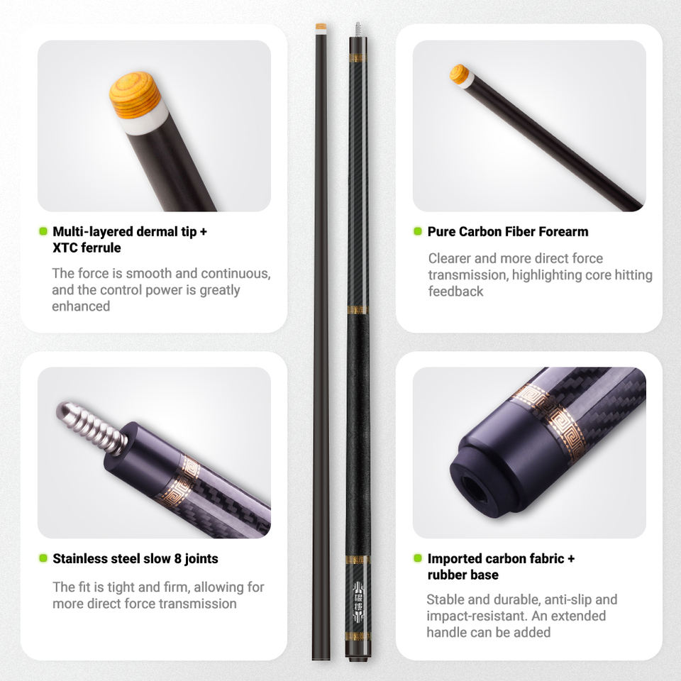 Ergonomic11.8/12.5mm Tip Customizable Shock Absorbent Billiard Stick 9 ...