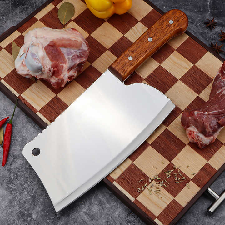 Chinese Cleaver with Secure Wood Handle Multi-Purpose Stainless Steel ...