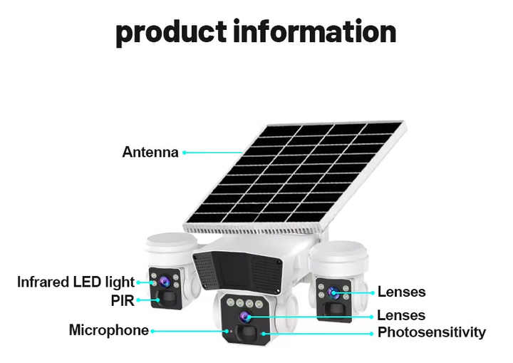 12MP 3lens Solar 4g/wifi Sim Card Camera - Security Surveillance System