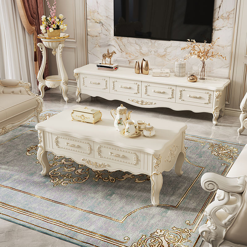 European Marble TV Cabinet Living Room Base Cabinet Modern White Living ...