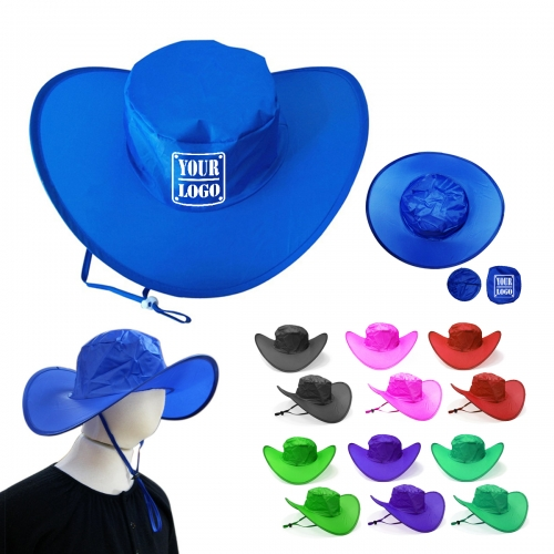 Promotional Folding Cowboy Hat With Pouch Custom Polyester Foldable Hat ...