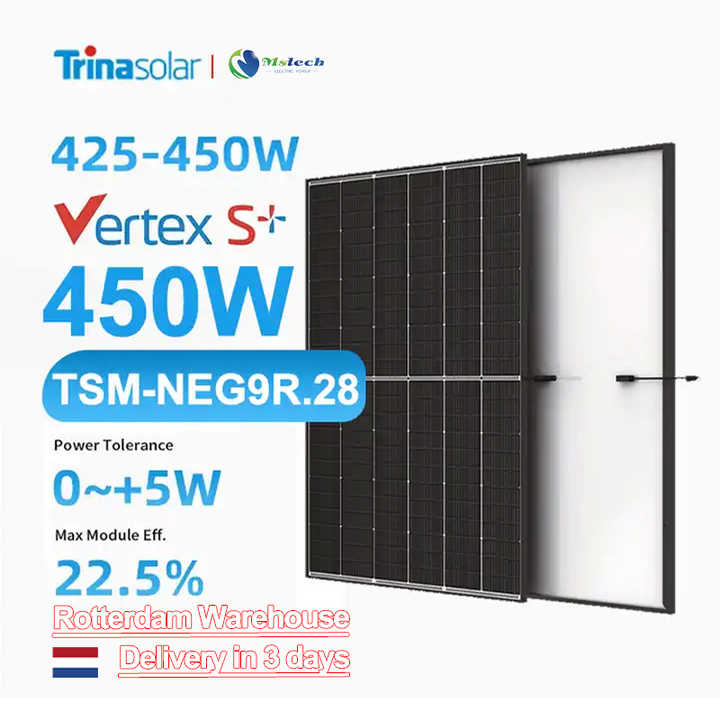 Europe Netherlands Warehouse Trina Bifacial Vertex S TSM-NEG9R.28 PV Module 425w 430W 435W 440W ...