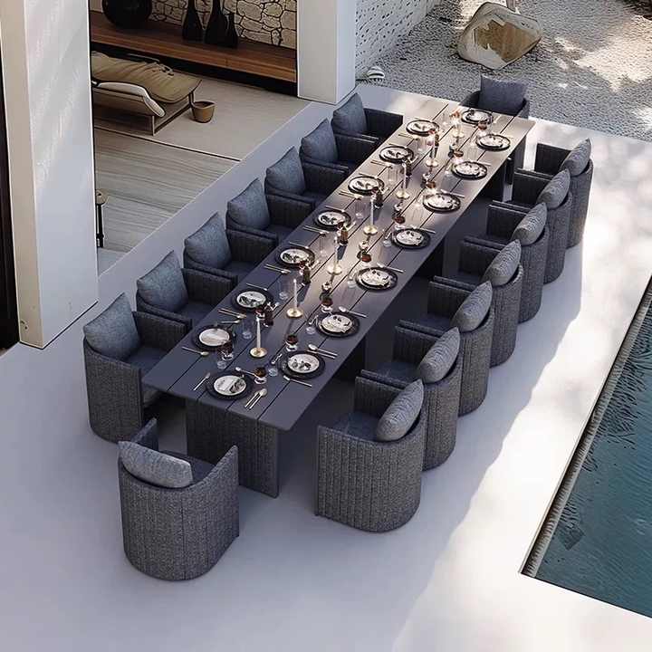 Aluminium Long Table Outdoor 12 Seat Dining Set Factory Customized ...