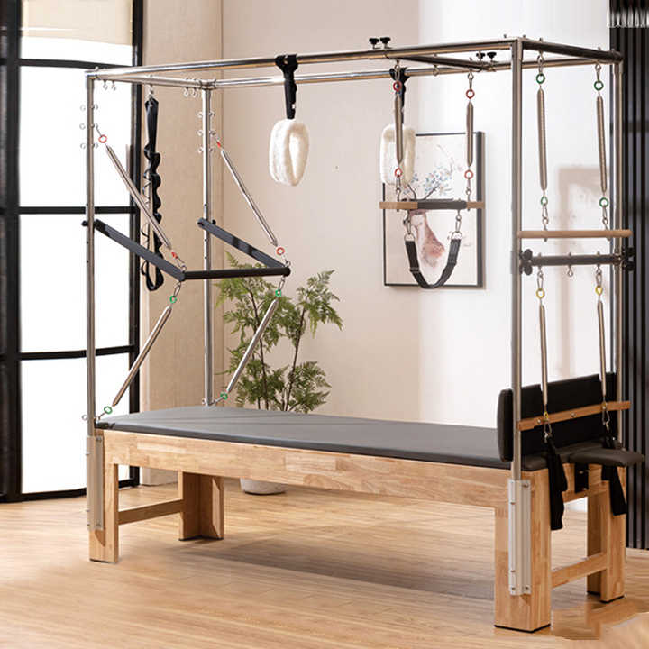 Luxury Foldable Pilates Reformer - Solid Maple Wood Cadillac Machine ...