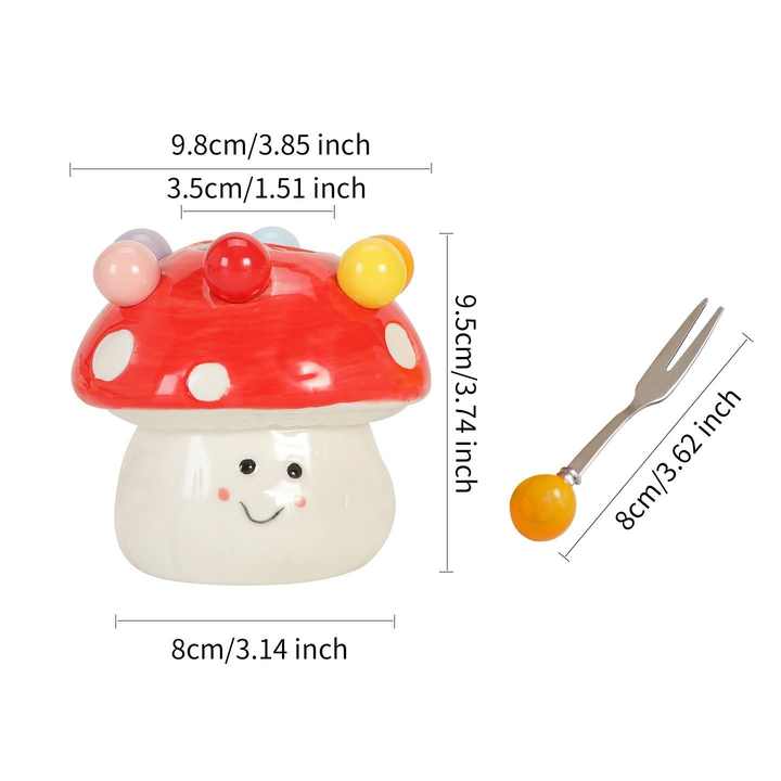 Modern Cute Mushroom House Ceramic Storage Jar with Stainless Steel ...