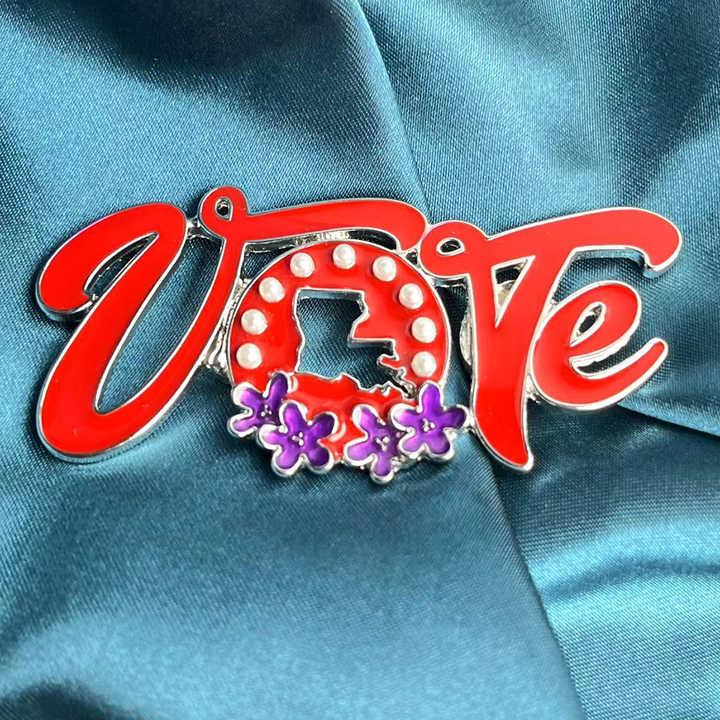 Fancy Greek Sorority Jewelry Red Violet Enamel Pearl Metal Lapel Pin ...