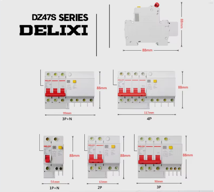 DELIXI DZ47sLE Type C RCBO Competitive Price 2-Pole AC Electrical Circuit Breakers Copper ...