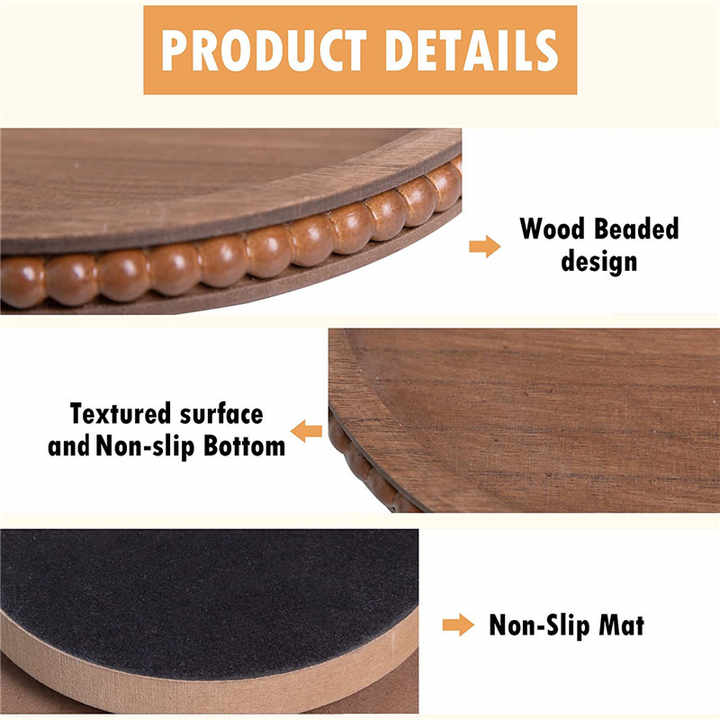 12 Inch Beaded Wood Lazy Susan- Wooden Lazy Susan Turntable for Table ...