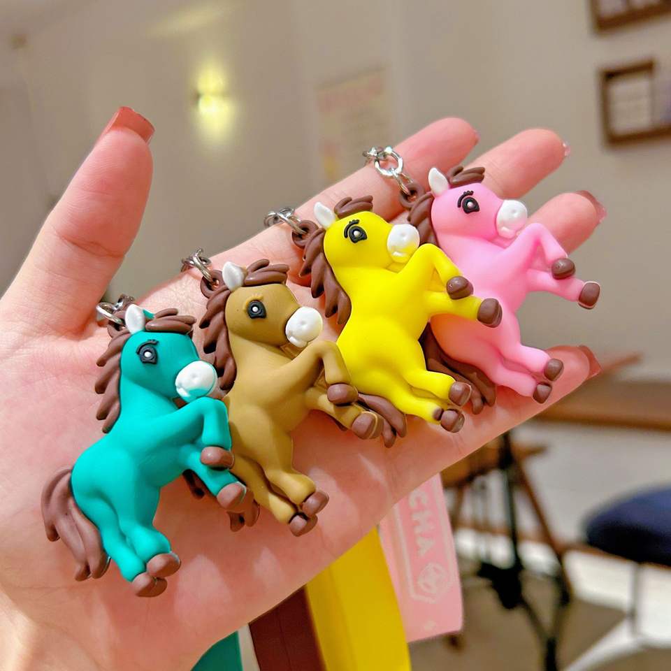 Cute Cartoon Pony 3D Charms Keychain Pendant Custom Logo Durable Eco ...