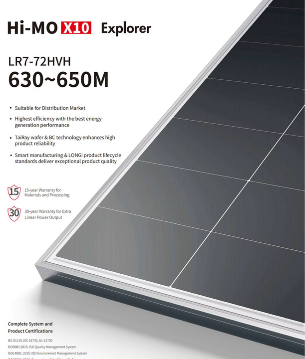 Longi Himo X10 Bifacial Solar Panel 640W 650W 660W 665W Monocrystalline ...