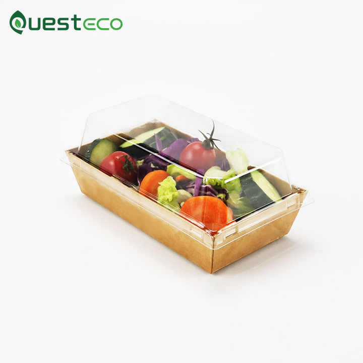 Customized Paper Fruit Salad Packaging Boxes Kraft Paper Salad Box Take ...