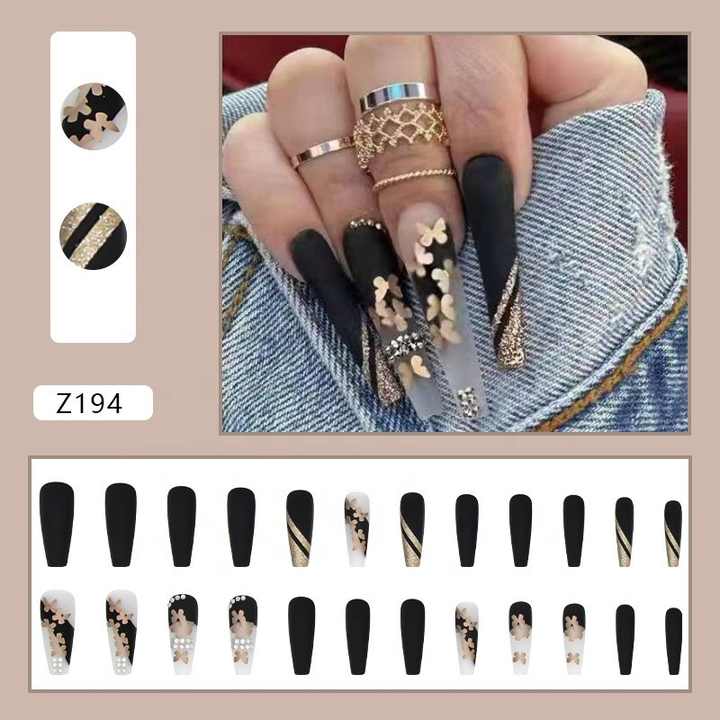 Wholesale Luxury Long Ballerina Coffin Diamond Press On Nails Tips ...