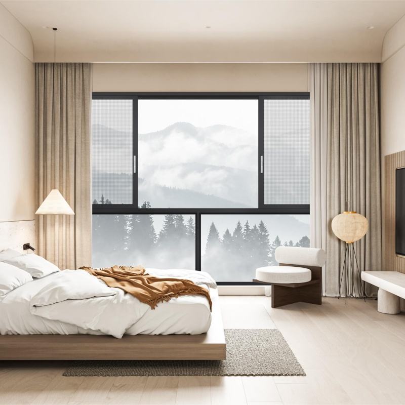 4-Track Aluminum Alloy Sliding Window System with Screen Metal Shutter ...