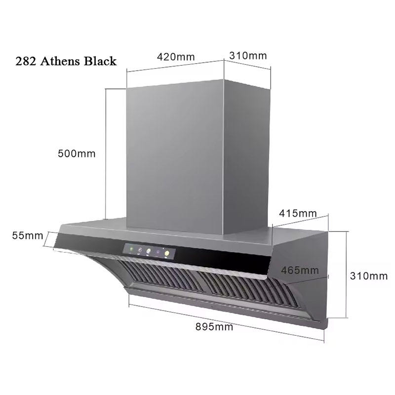 Spray Coating Stainless Steel Range Hood Electric Wall-Mounted Kitchen ...