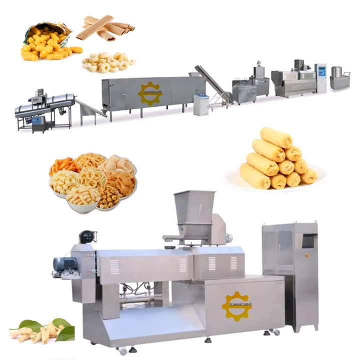Automatic Puffed Corn Snack Production Line Inflatable Grain Extrusion Machine Puffed Food Snack ...