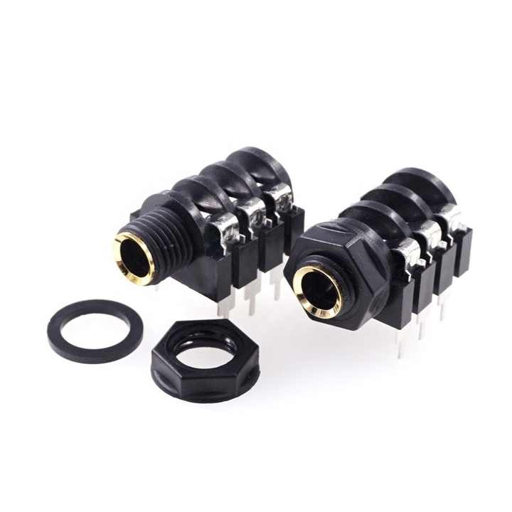 TRS 3 Poles PCB Panel Mount 6 Pin 1/4" Audio Jack Connector