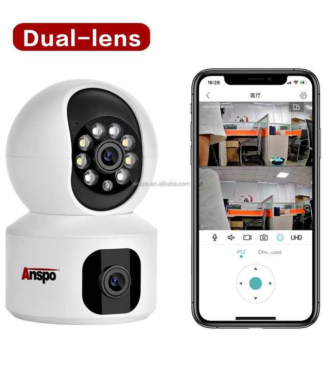 Anspo 2MP Smart Home Wifi PTZ Camera Dual Lens Surveillance Two-way ...