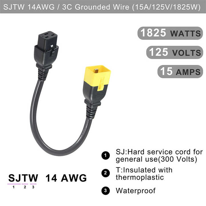 Yellow Lock Connector Iec 60320 C20 Male to C19 Female Power Cord ...