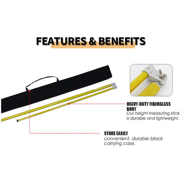 15FT Fiberglass Yellow Load Height Measuring Stick With Adjustable Pole ...