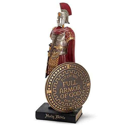 Armor of God Roman Soldier Statue Red Resinstone Tabletop Figurine ...