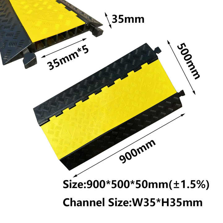 Heavy-Duty PVC Cable Ramp with 5 Channels Protector 2 Channels Cable ...