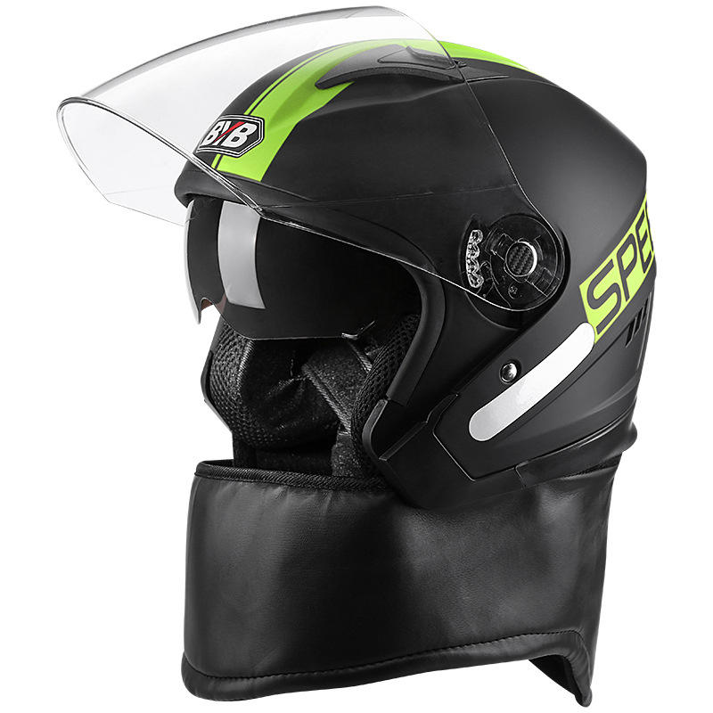 Motorcycle Helmets Open Face Detachable Warm Lining Detachable Scarf ...