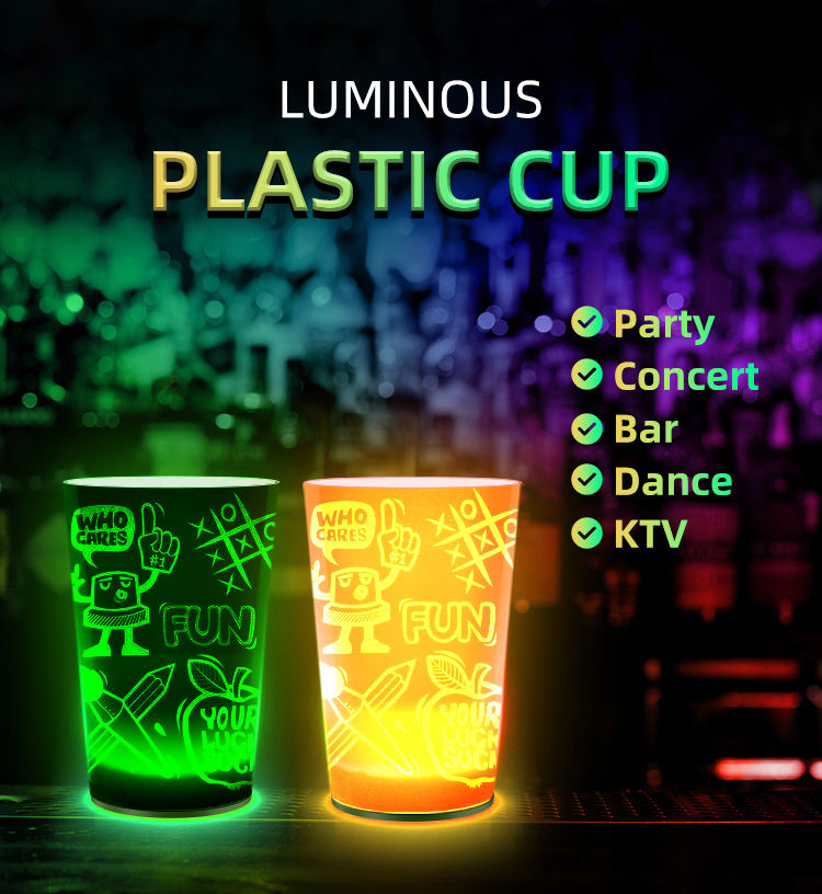 Glow LED PS Cup with Disco Ball Projection for Cocktail Parties and ...